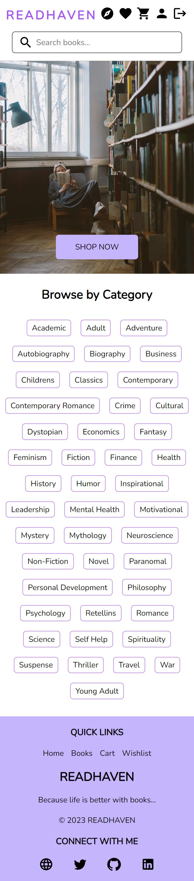 GitHub - niharika-kesarwani/readhaven: Readhaven is a books e-commerce website for all the book ...