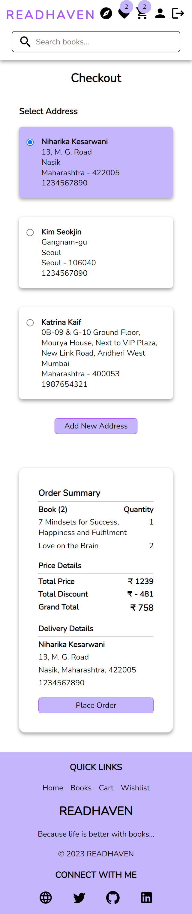 GitHub - niharika-kesarwani/readhaven: Readhaven is a books e-commerce website for all the book ...