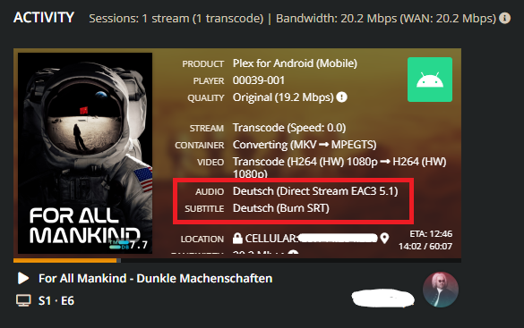 Fr Add Audiosubs Language Name To Stream Activity View · Issue 1831 · Tautullitautulli 