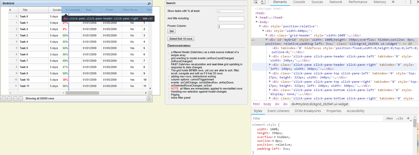 Padding in parent div causes unfrozen columns to overlap with frozen columns · Issue #316 · 6pac ...