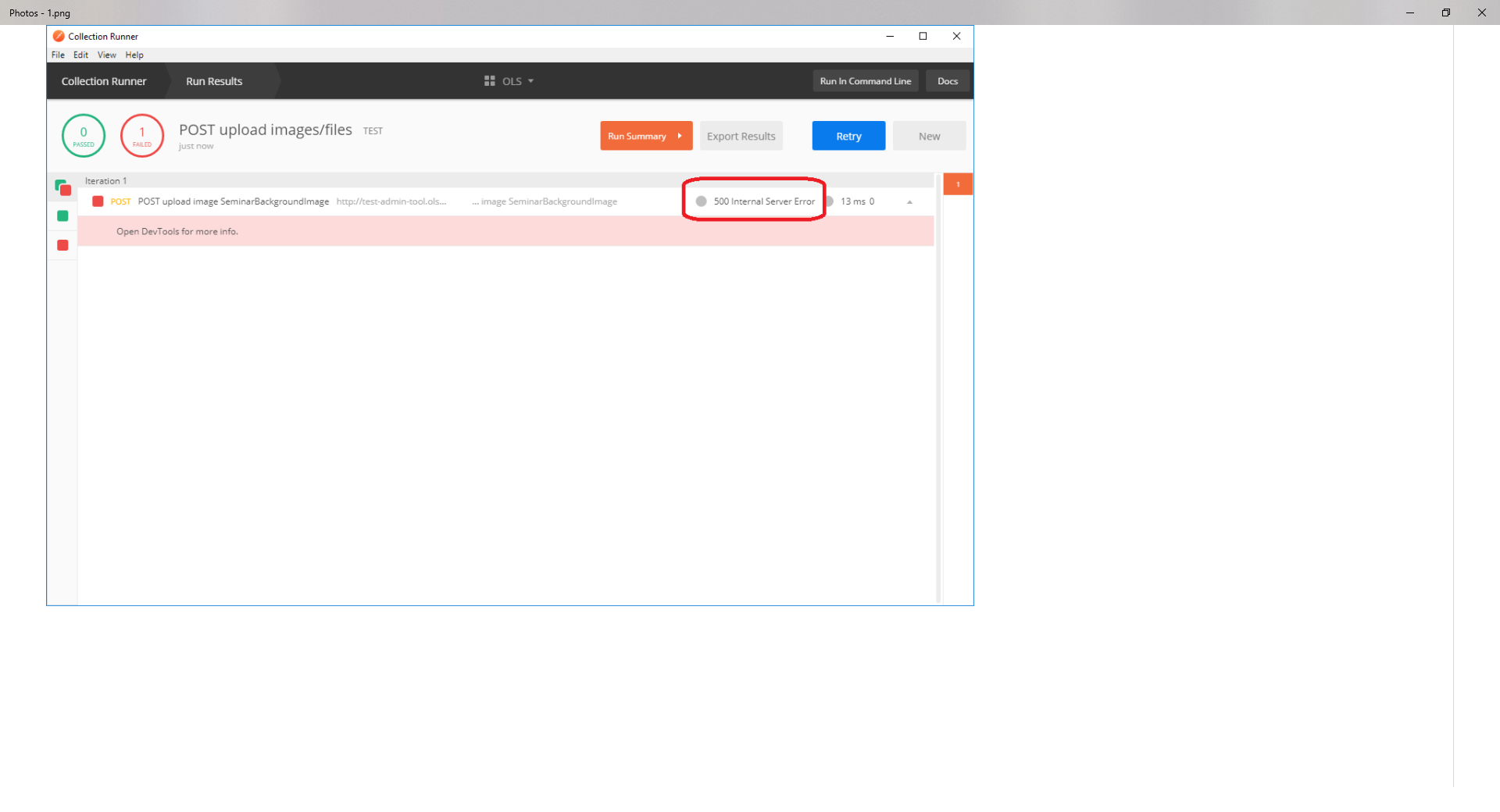 Run Collection Returns Server Error 500 Issue 5615 Postmanlabs