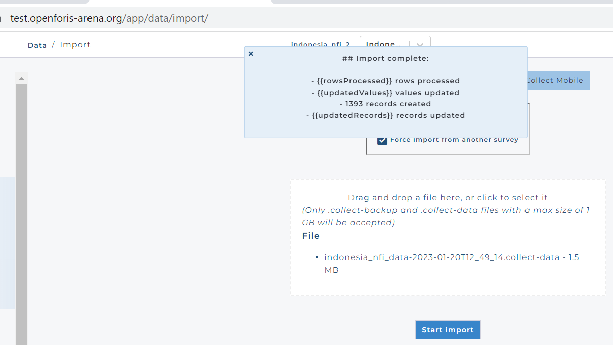 Import Collect Data Fix Message After Import · Issue 2680
