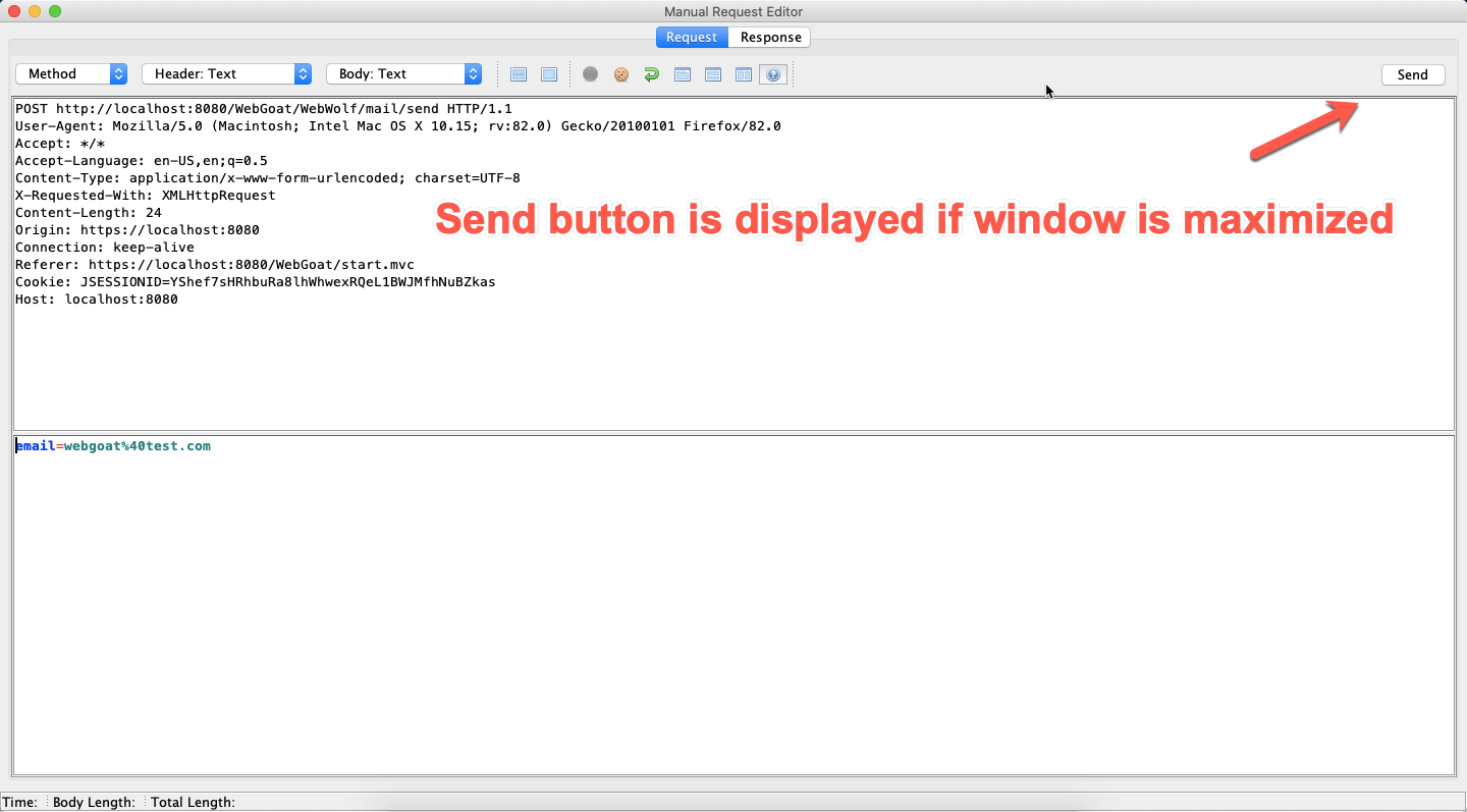 Send button is not displayed on default - "Open/Resend with Request ...