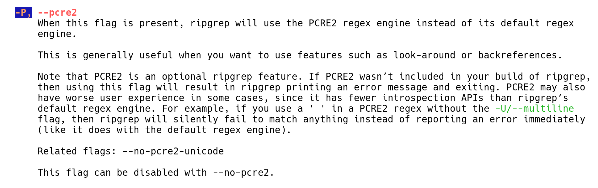 Tiny bug in document for `-P, --pcre2` option · Issue #1551 · BurntSushi/ripgrep · GitHub