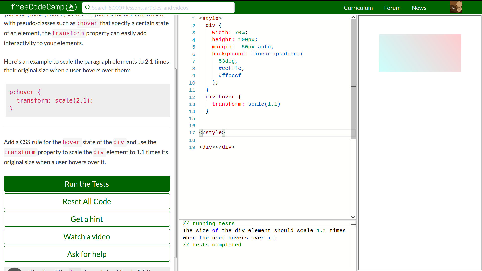Wrong Error In Applied Visual Design Use The CSS Transform Scale