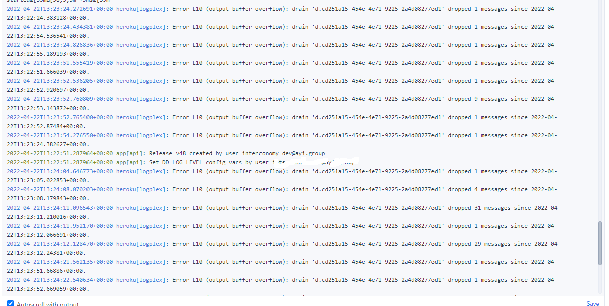 Error L10 (output buffer overflow) · Issue #298 · DataDog/heroku-buildpack-datadog · GitHub