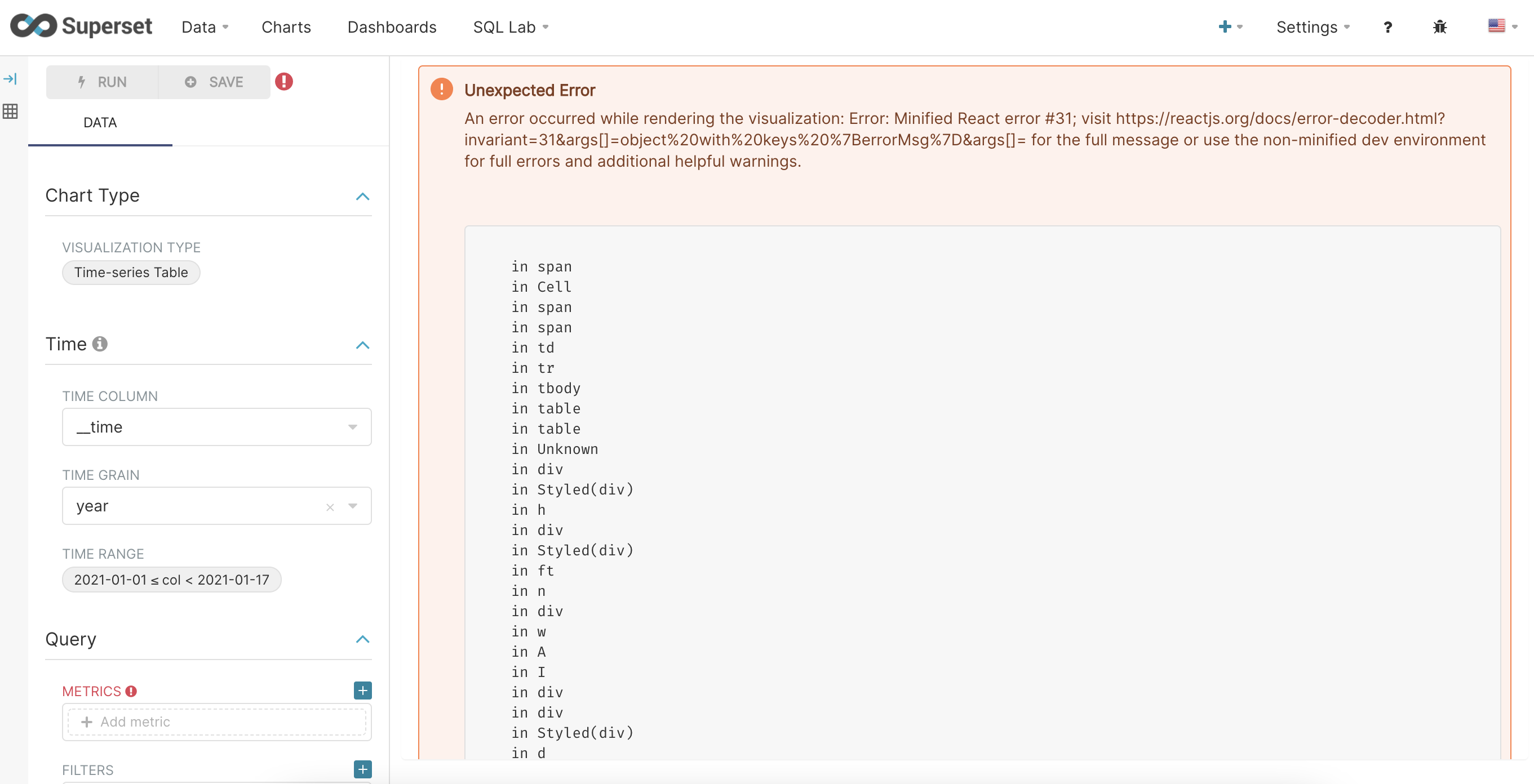[explore]Error while rendering Time-series Table visualization · Issue ...