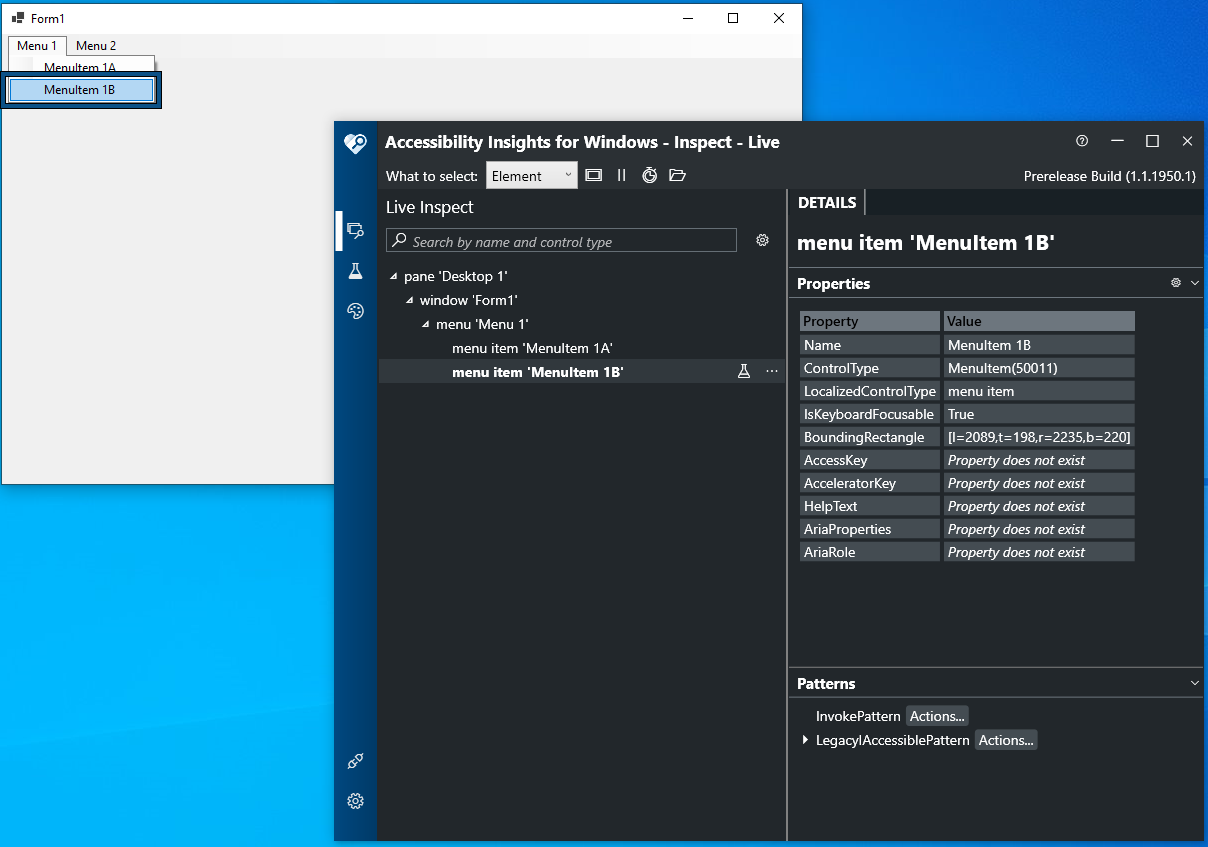 [BUG] Can not check MenuItem Info · Issue #1332 · microsoft/accessibility-insights-windows · GitHub