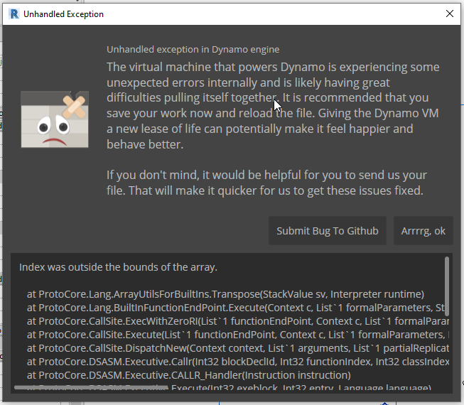 Crash Report From Dynamo 2305885 · Issue 10415 · Dynamodsdynamo · Github