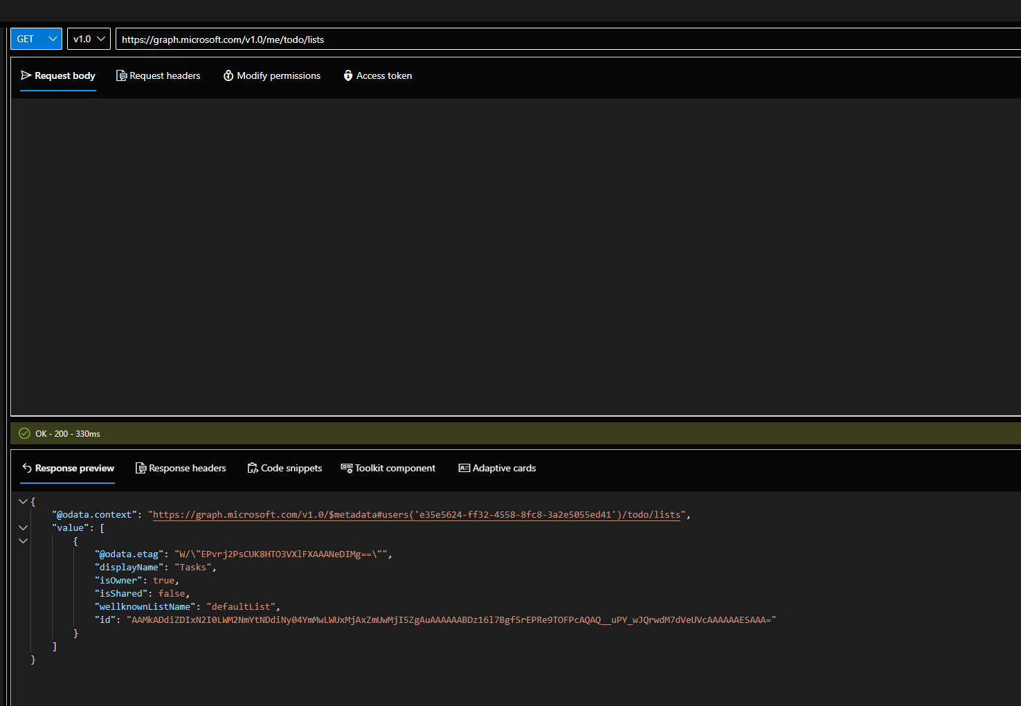 getting 500 on the following request: https://graph.microsoft.com/v1.0 ...