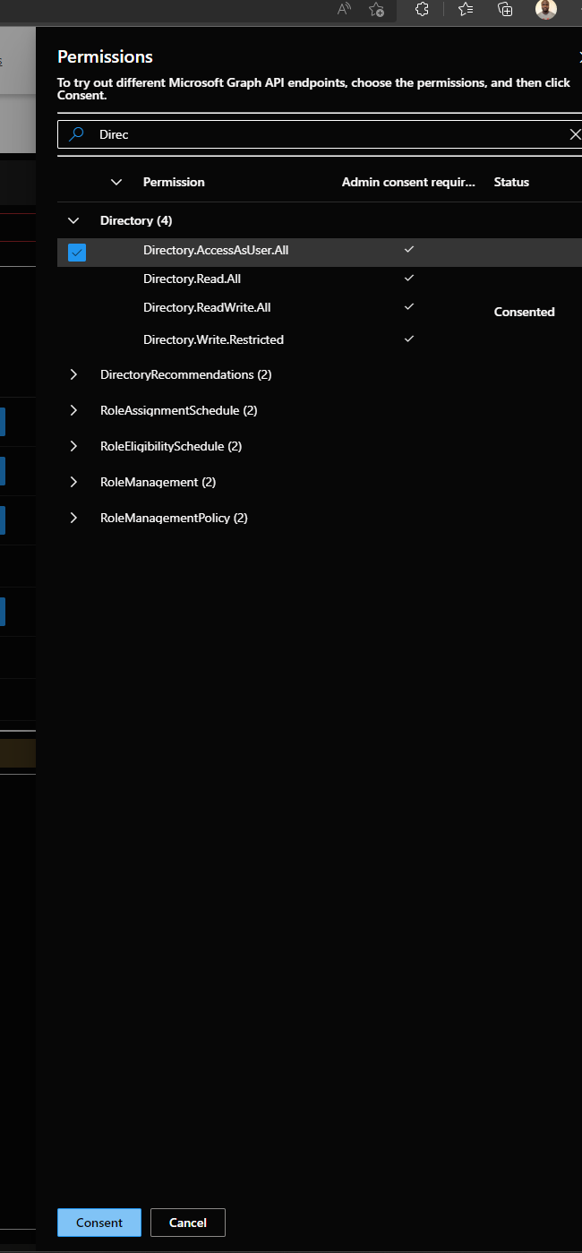 "PATCH /users/{id}" does not return "Directory.AccessAsUser.All" permission in the "Modify ...