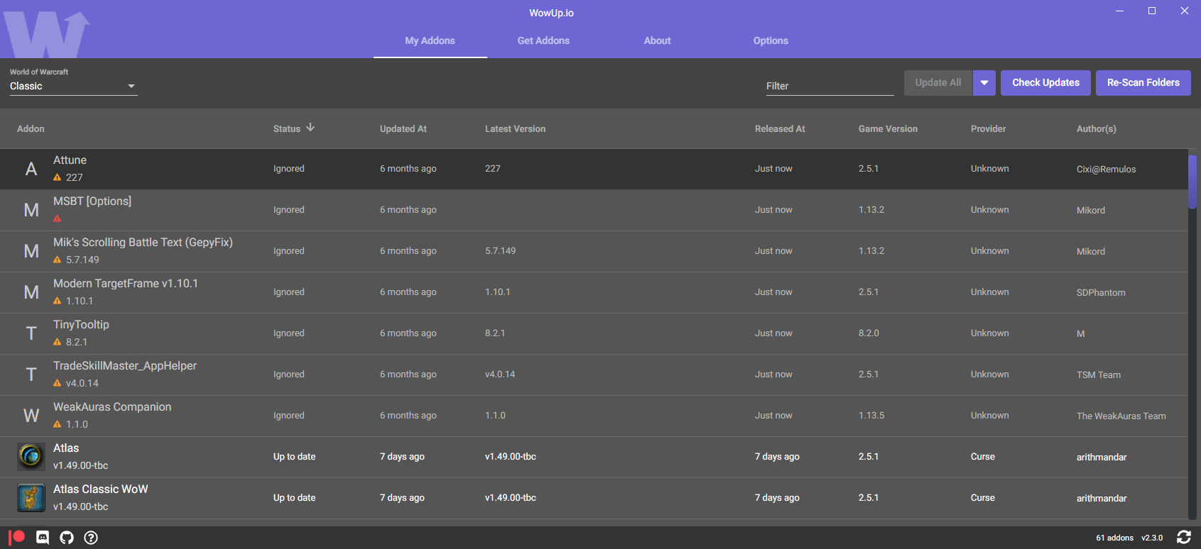 Addon gets flagged as ignored after re-scan (expected/Curseforge API problem?) · Issue #894 ...