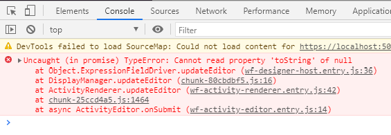 Javascript Error when trying to update custom activity through ...