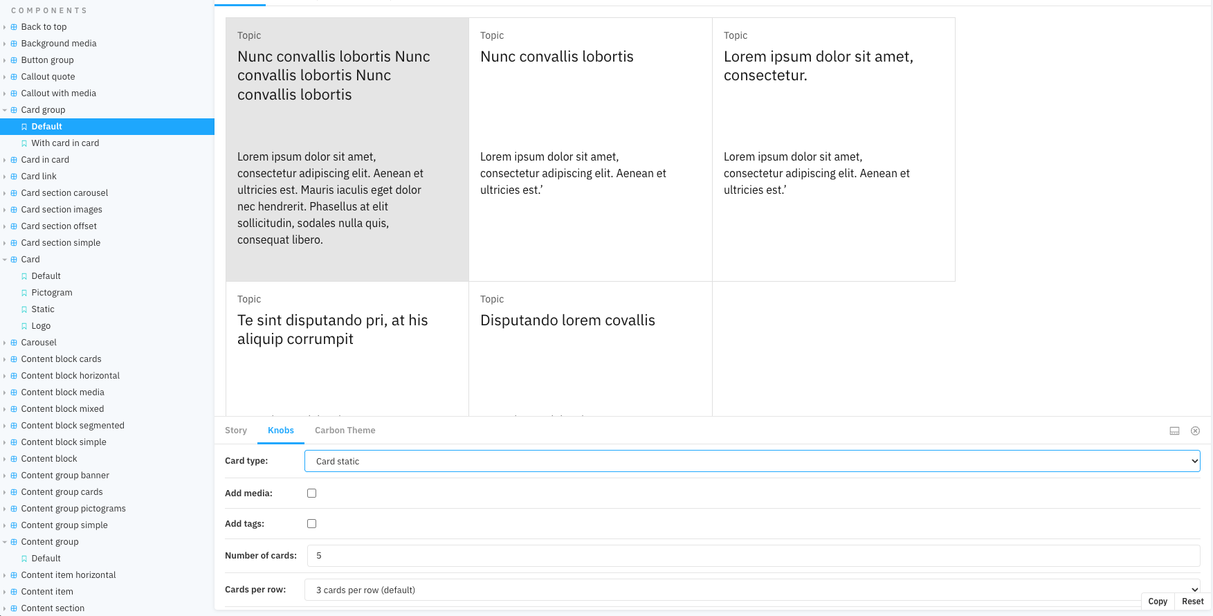 [Card group with static]: Update Storybook preview to include "Add CTA Link" boolean · Issue ...