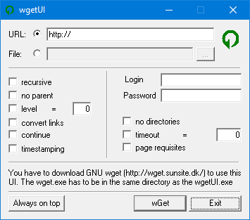 GitHub - heinerengelhardt/wgetUI: Windows User Interface for wget binary