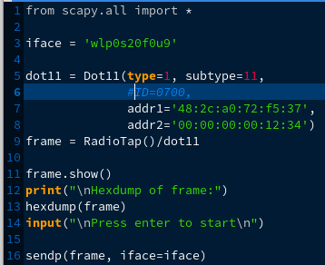 Send RTS frame once, but capture multiple RTS frames instead · Issue #2026 · secdev/scapy · GitHub