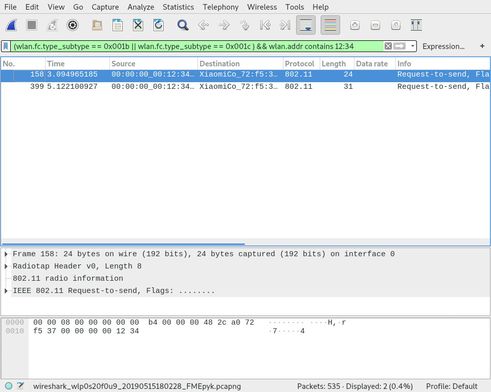 Send RTS frame once, but capture multiple RTS frames instead · Issue #2026 · secdev/scapy · GitHub