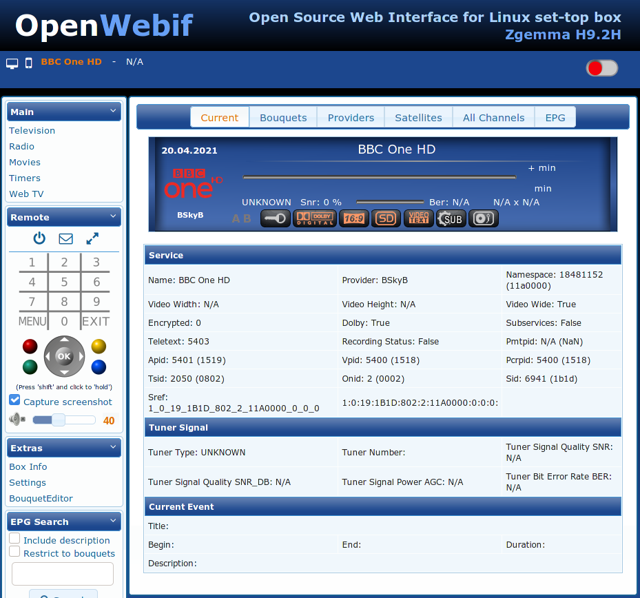 Wrong about on OpenPLI 8 · Issue #1216 · E2OpenPlugins/e2openplugin-OpenWebif · GitHub