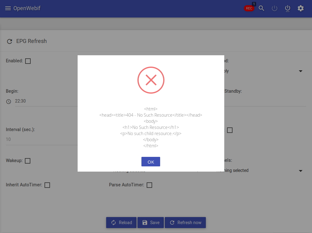 EPG Refresh seems to be broken · Issue #1562 · E2OpenPlugins/e2openplugin-OpenWebif · GitHub