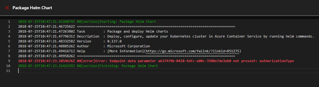 Helm package Error: Endpoint data parameter not present: authorizationType · Issue #7828 ...