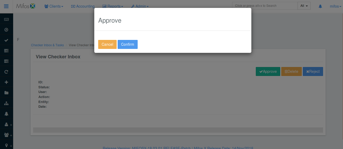 Nothing Happens on clicking approve in 'view checker inbox' for updating datatable entry · Issue ...