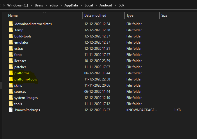 Unable to run "adb", check your Android SDK installation and ANDROID_SDK_ROOT environment ...