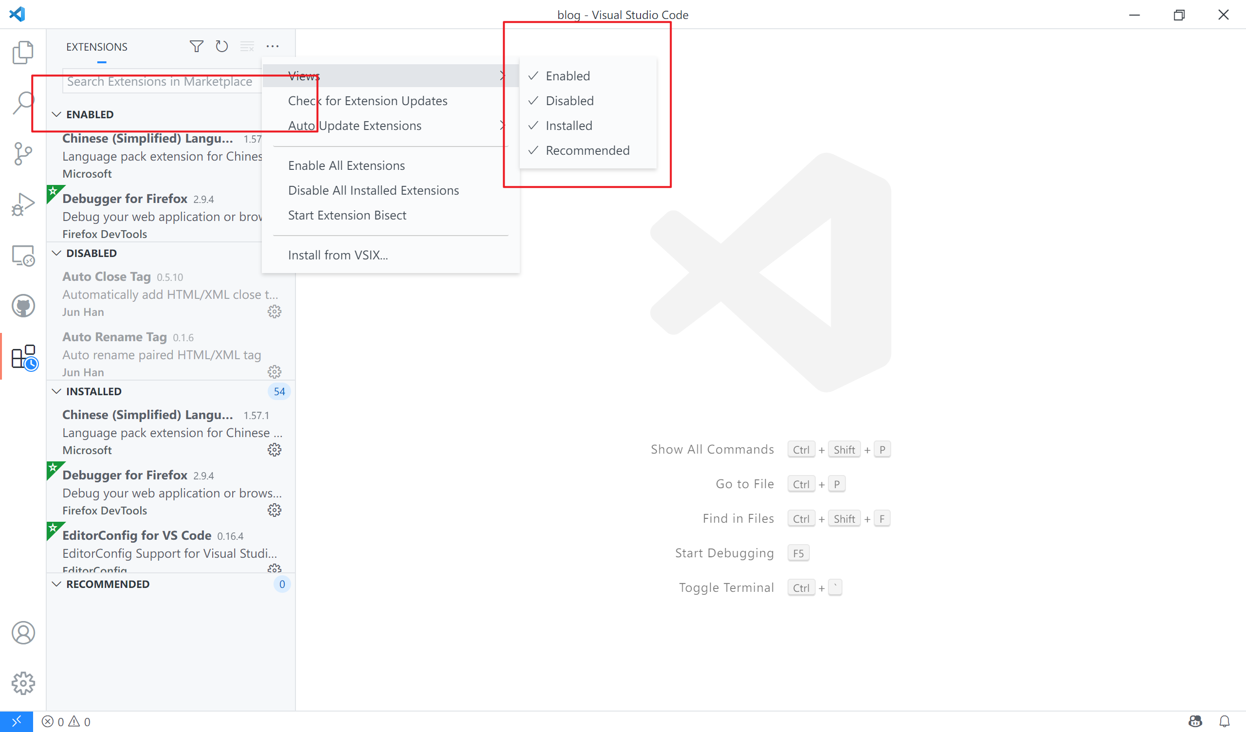 Show Enabled And Disabled Extensions In The Workspace Or Globally · Issue 127753 · Microsoft