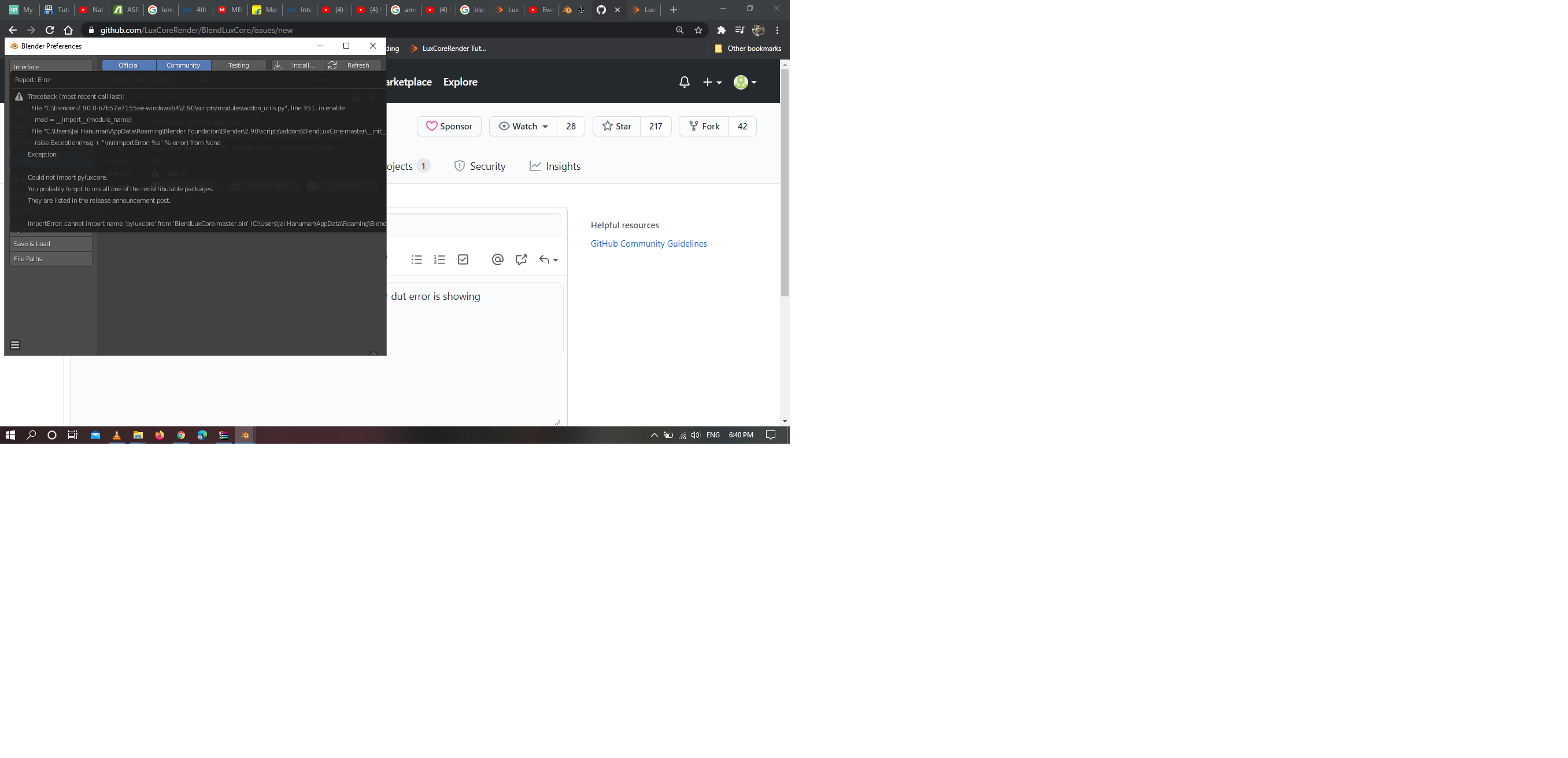 installation problem · Issue #565 · LuxCoreRender/BlendLuxCore · GitHub