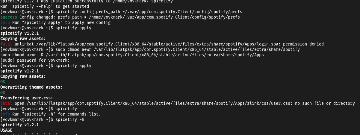 Error with user.css on fedora 38 · Issue #2332 · spicetify/cli · GitHub