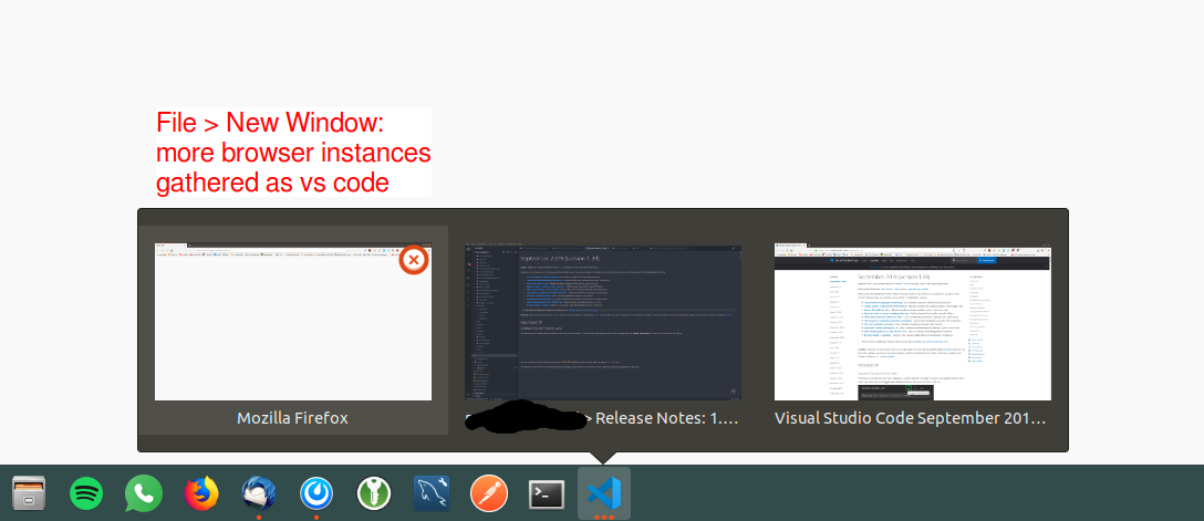 Browser instances opened from VS Code will be sorted under the Code ...