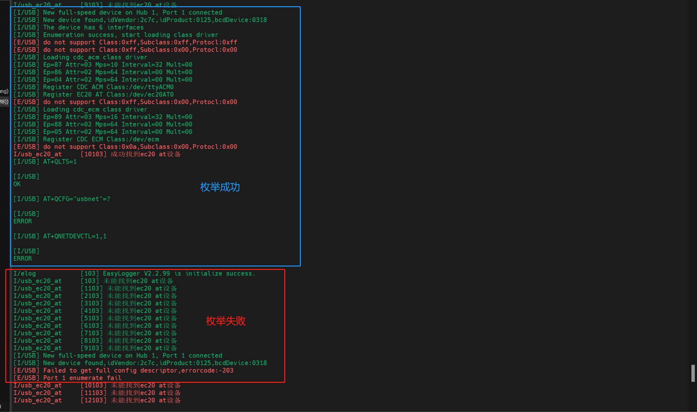 STM32H743主机 USB枚举EC20有概率性会失败，控制器报告是DTERR，但是在USB总线上未观测到该错误 · Issue #118 · cherry-embedded ...