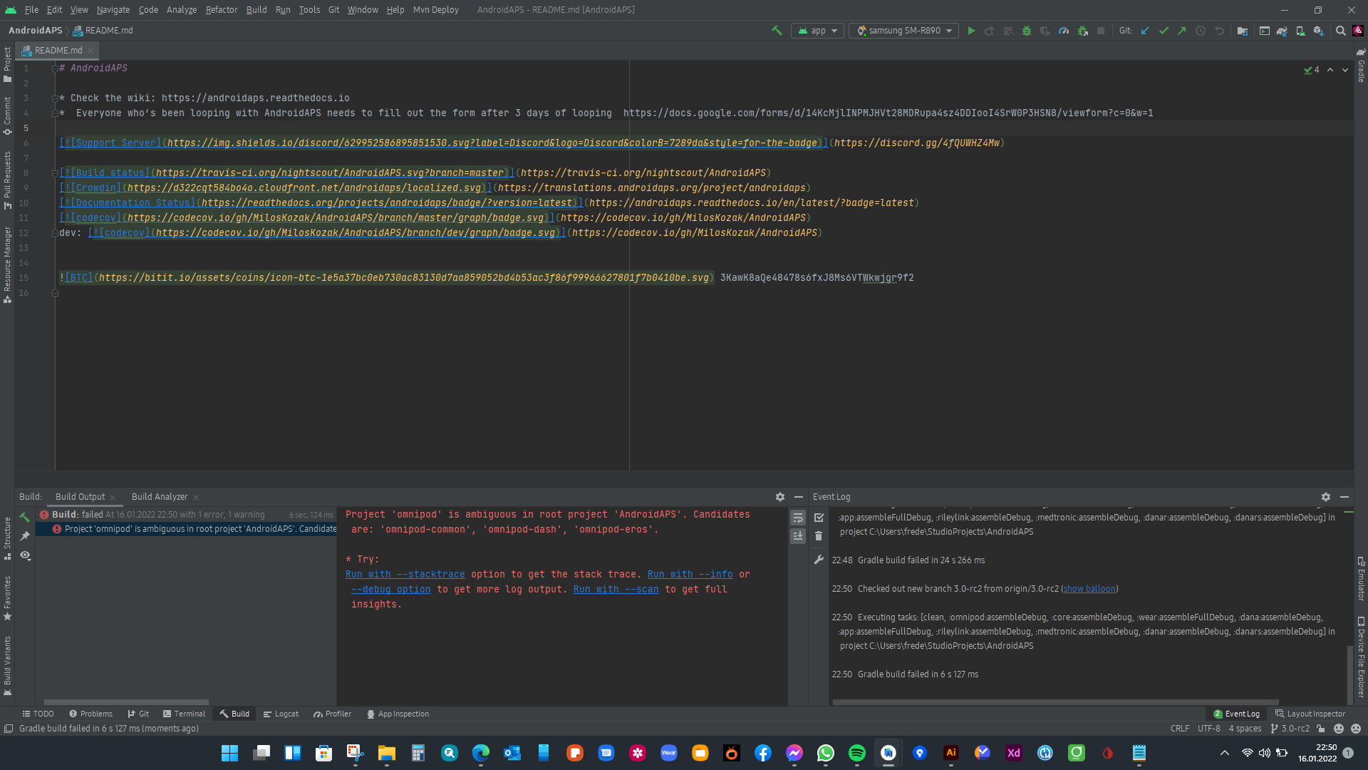 Android Studio error when trying to build 3.0 betas or 3.0rc1/rc2 ...