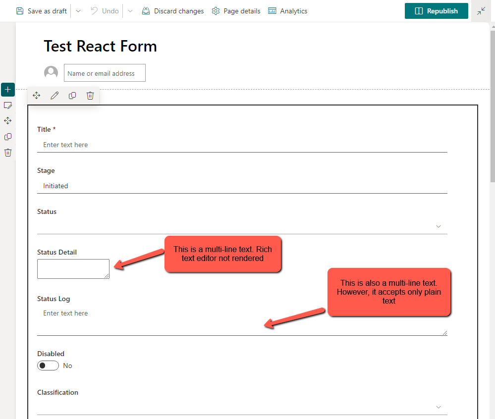 React-list-form failing to render rich text editor control when the ...