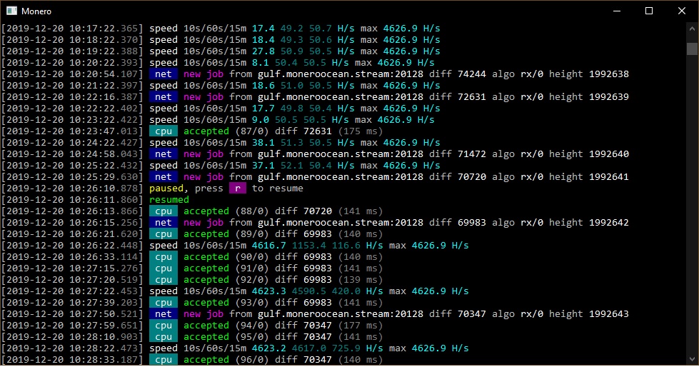 Switching between coins slows the hash rate at random (using ...