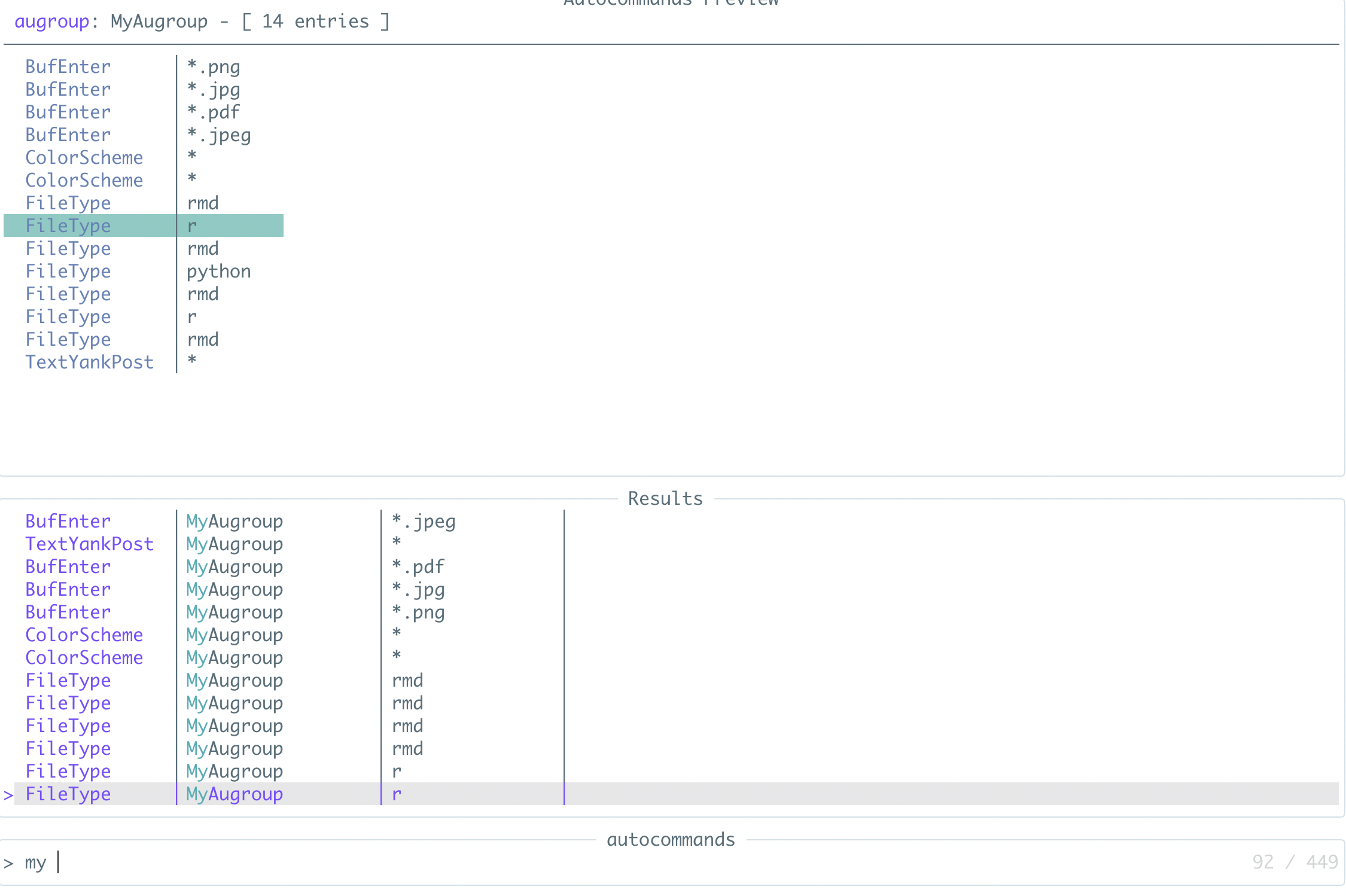 `autocommands` picker doesn't show `desc` or ` funuction` option anymore · Issue #2045 · nvim ...