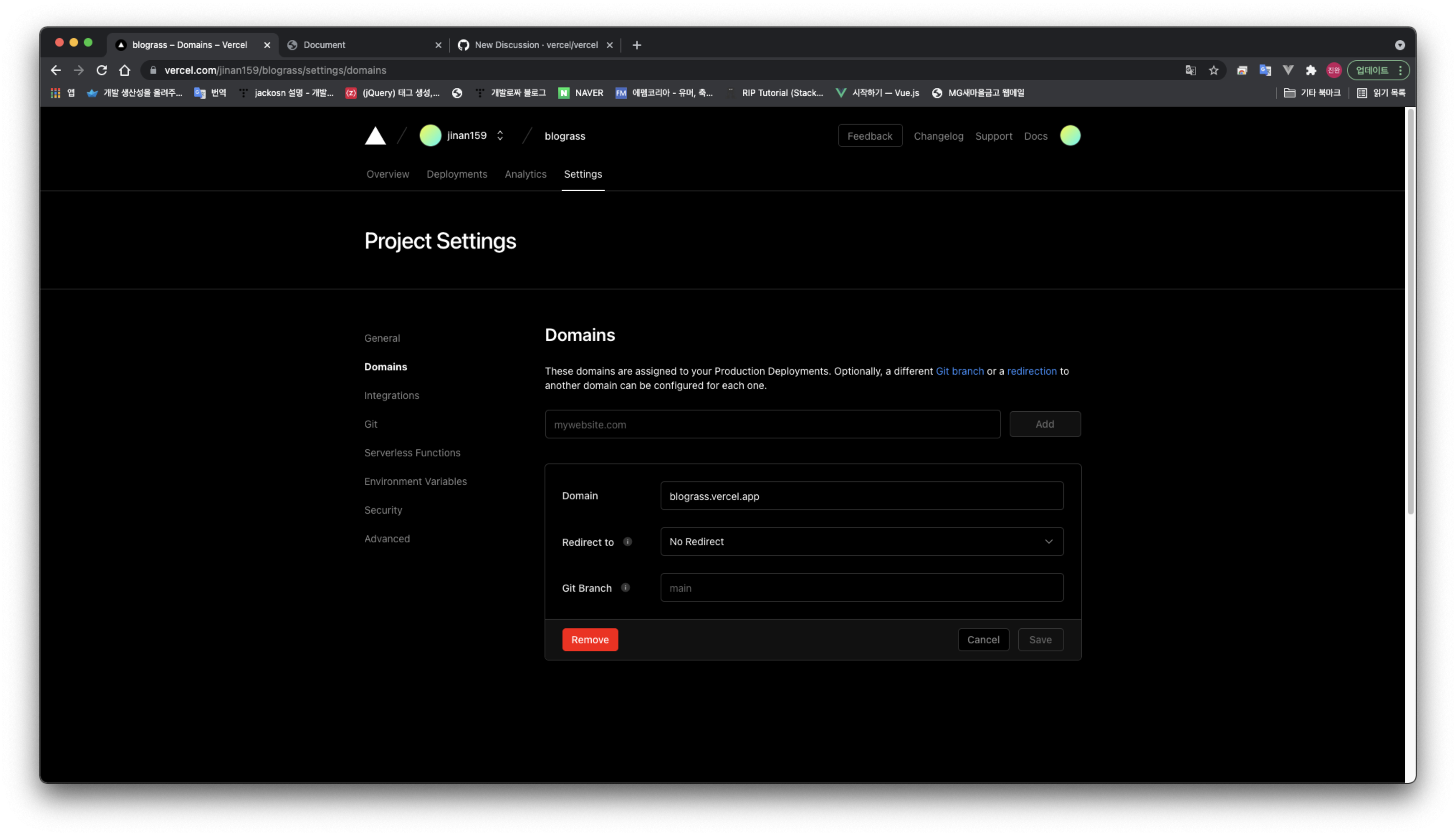 [Solved] Project domain redirect option seems to be not properly working. · vercel vercel ...