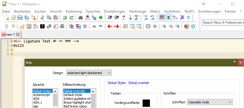 Ligatures Not Displayed In Notepad With Some Font Styles · Issue 354 · Microsoft Cascadia