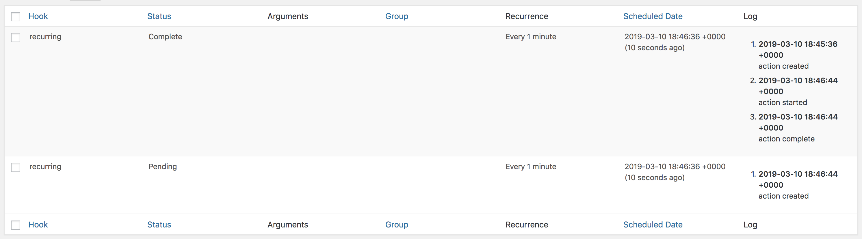 Recurring Actions Admin View Bug · Issue 256 · Woocommerce Action Scheduler · Github