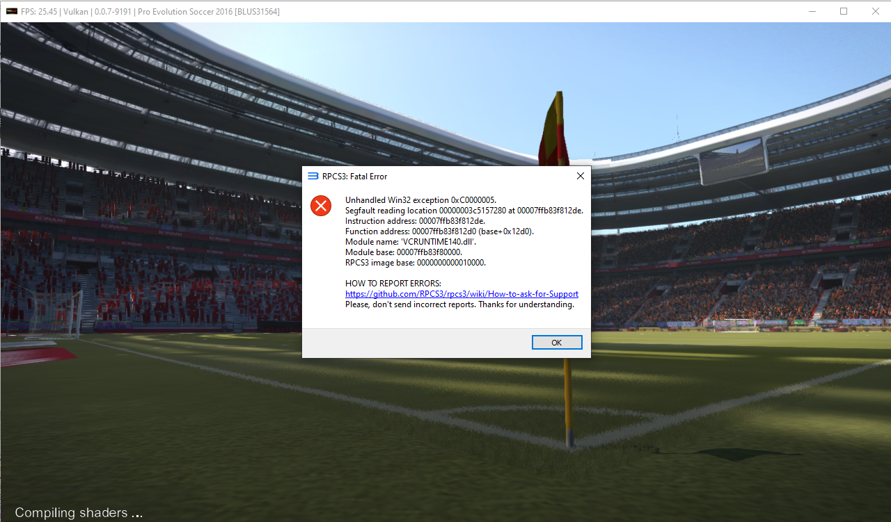Regression pes 2016 Fatal Error · Issue #7048 · RPCS3/rpcs3 · GitHub