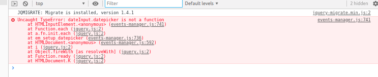 dateInput.datepicker is not a function · Issue #360 · BuddyForms/BuddyForms · GitHub