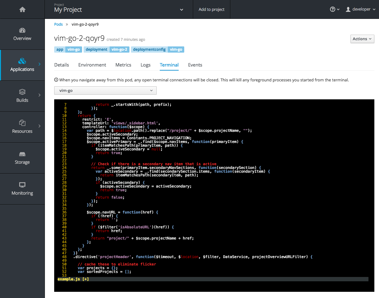 A Terminal Window That Opens Sh Or Bash For A Pod Would Be