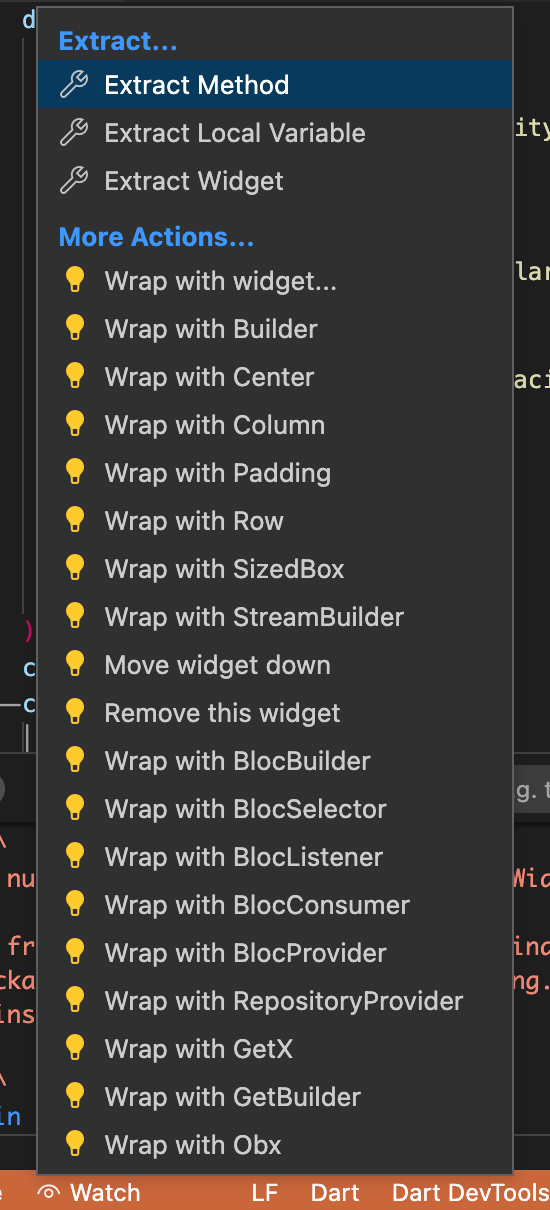 hotkeys do not work in the cmd + . menu · Issue #4145 · Dart-Code/Dart-Code · GitHub