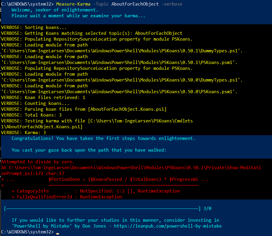 Attempted to divide by zero on Show-MeditationPrompt.ps1 · Issue #178 · vexx32/PSKoans · GitHub