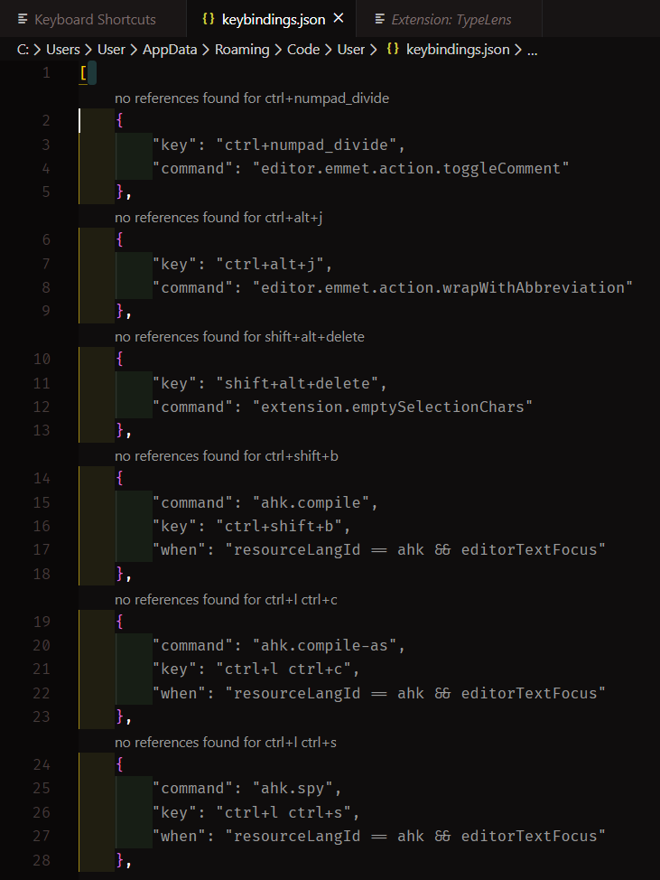 Remove CodeLens in keybindings.json · Issue #48 · kisstkondoros/typelens · GitHub