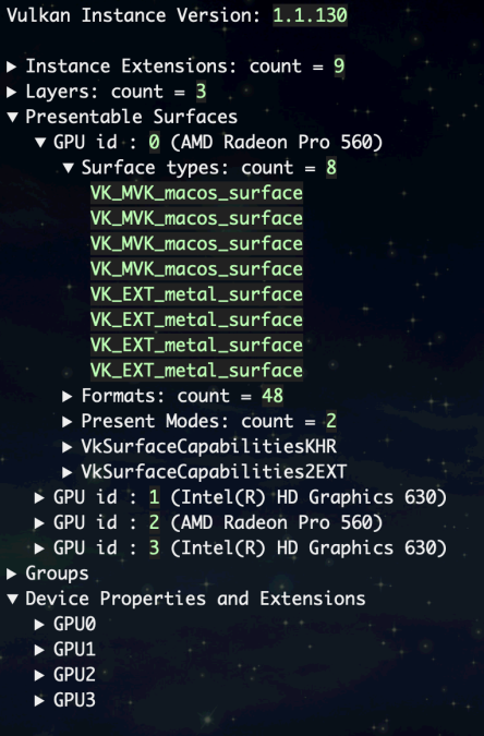 macOS vulkaninfo reports 4 GPUs on a 2-GPU MacBook, unreliable surfaces · Issue #316 ...