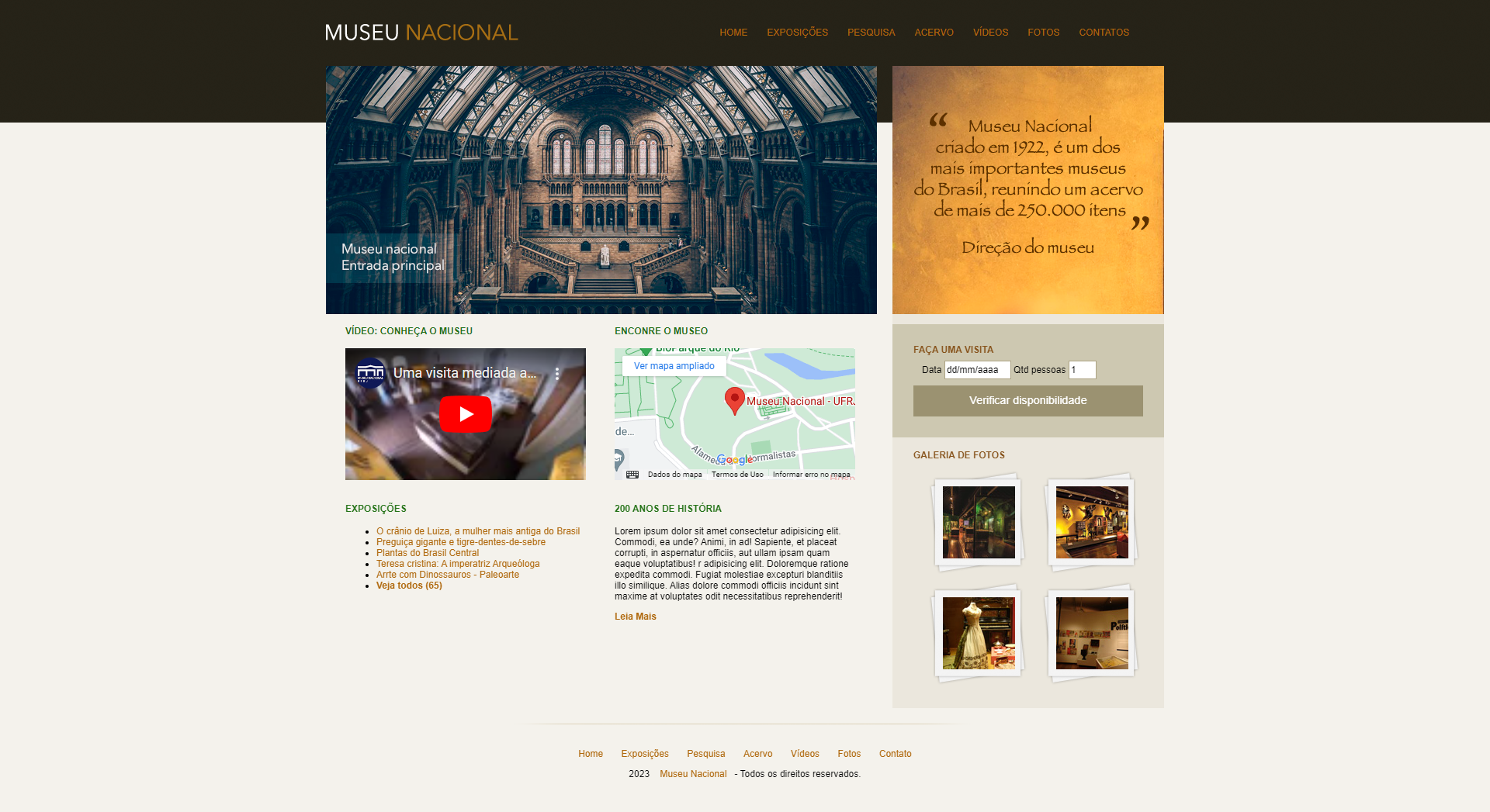 GitHub - E-Wilker/Museu_Nacional: Fictitious project of an institutional web site called Museo ...