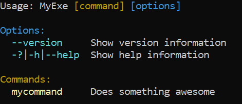 Adding color to help text · Issue #399 · natemcmaster/CommandLineUtils · GitHub