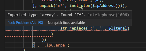 Parsing error discovered in PHP-SPF-Check code · Issue #1367 · bmewburn/vscode-intelephense · GitHub
