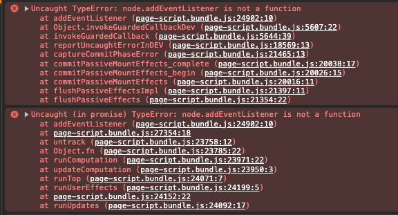 Uncaught TypeError: node.addEventListener is not a function · Issue #6391 · TanStack/query · GitHub