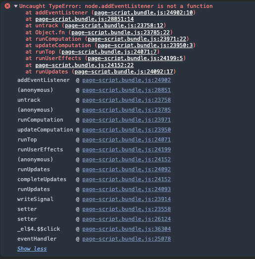 Uncaught TypeError: node.addEventListener is not a function · Issue #6391 · TanStack/query · GitHub